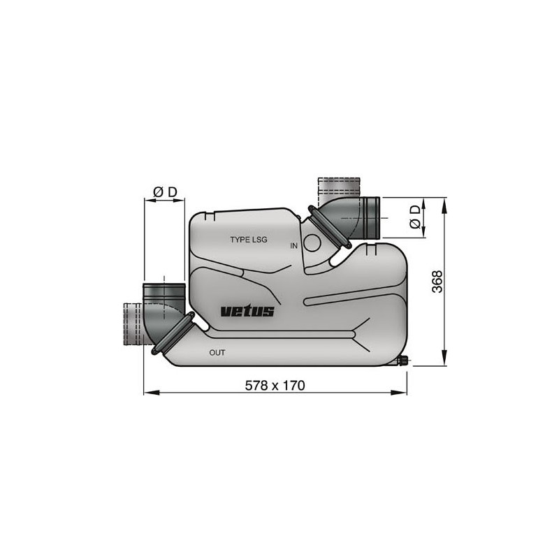 Plastic muffler LSG90 rotatable