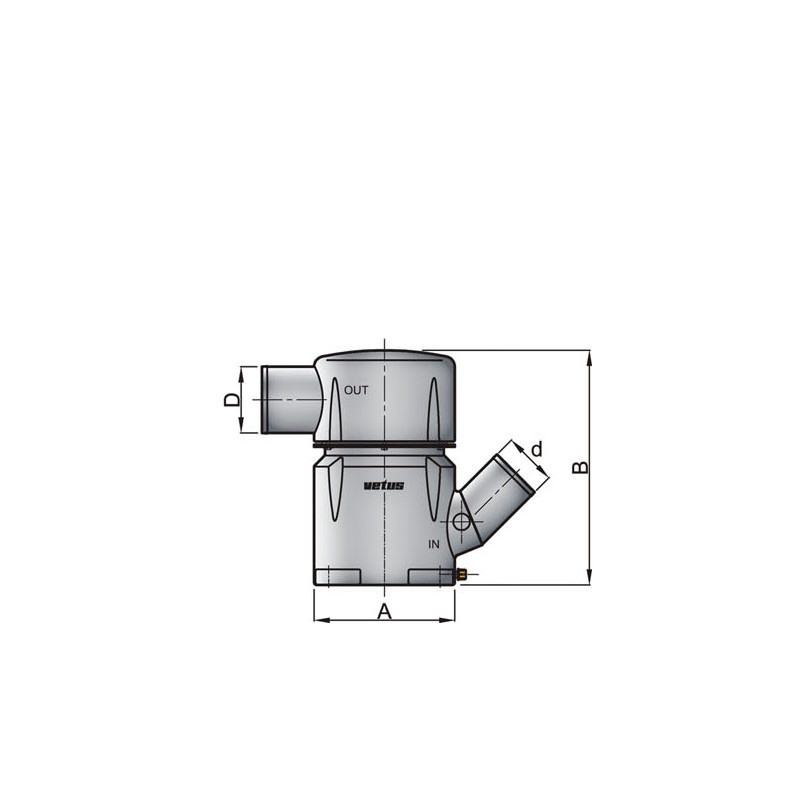 Plastic muffler type MGP, inlet & outlet 90mm
